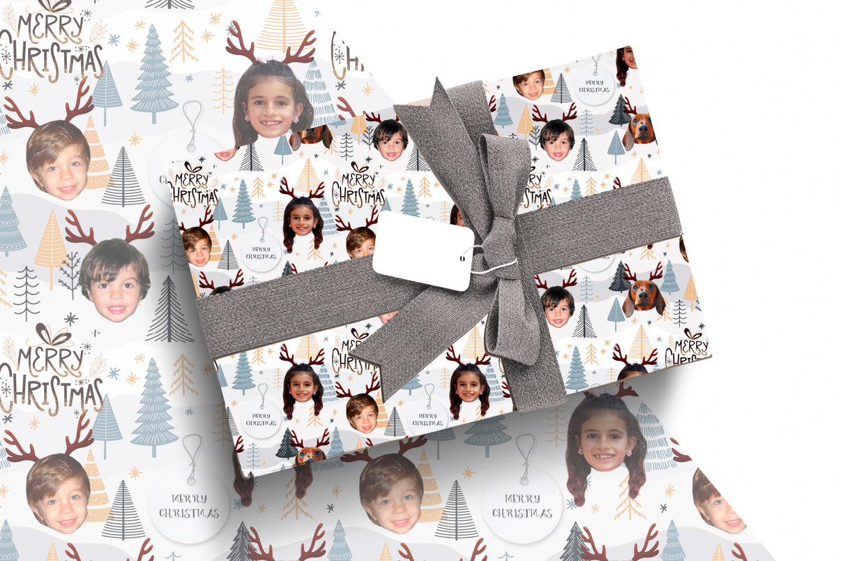 Personalized Family Christmas Gift Wrap - Custom Face wrapping paper ...