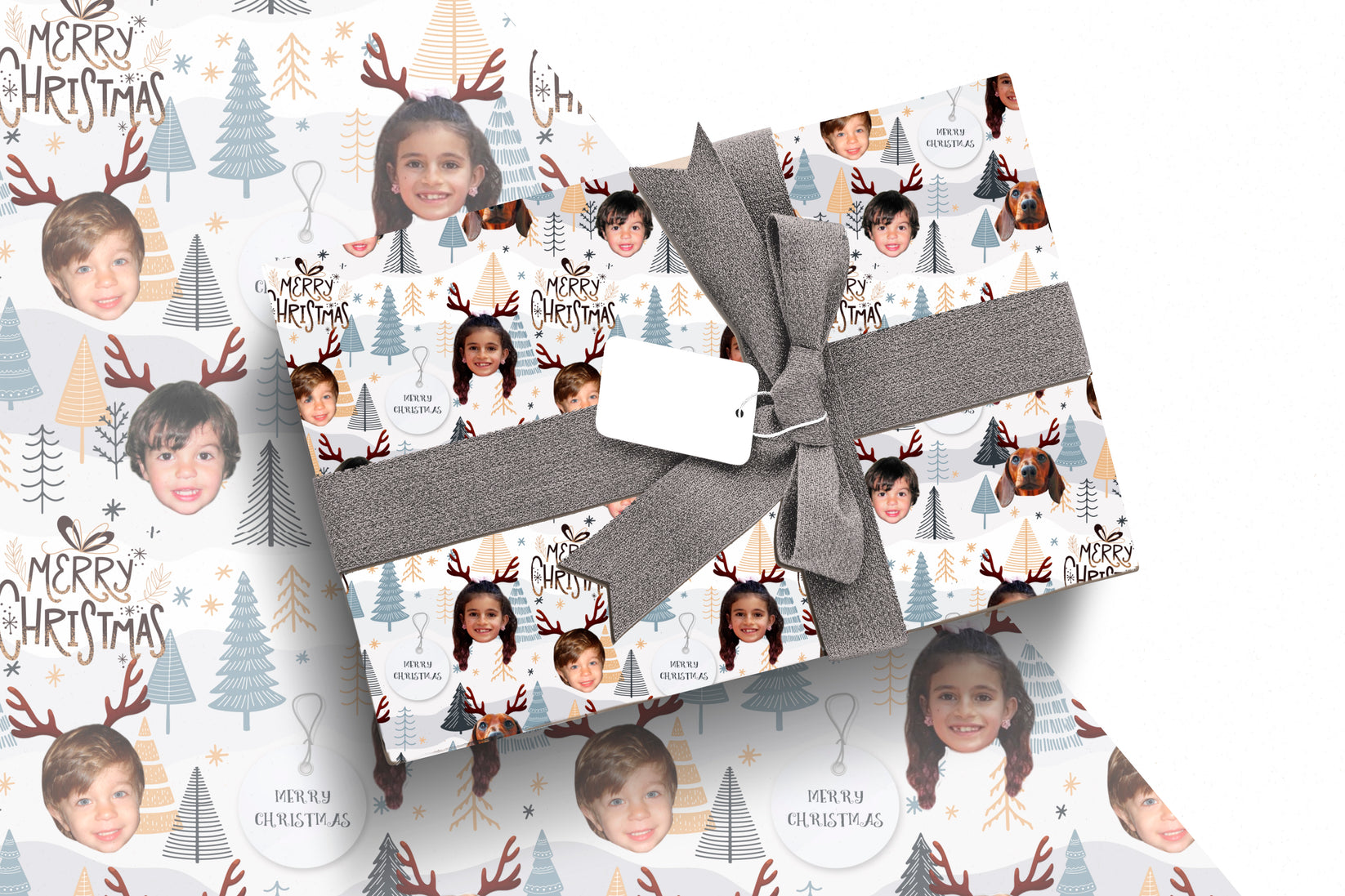 Personalized Family Christmas Gift Wrap - Custom Face wrapping paper ...