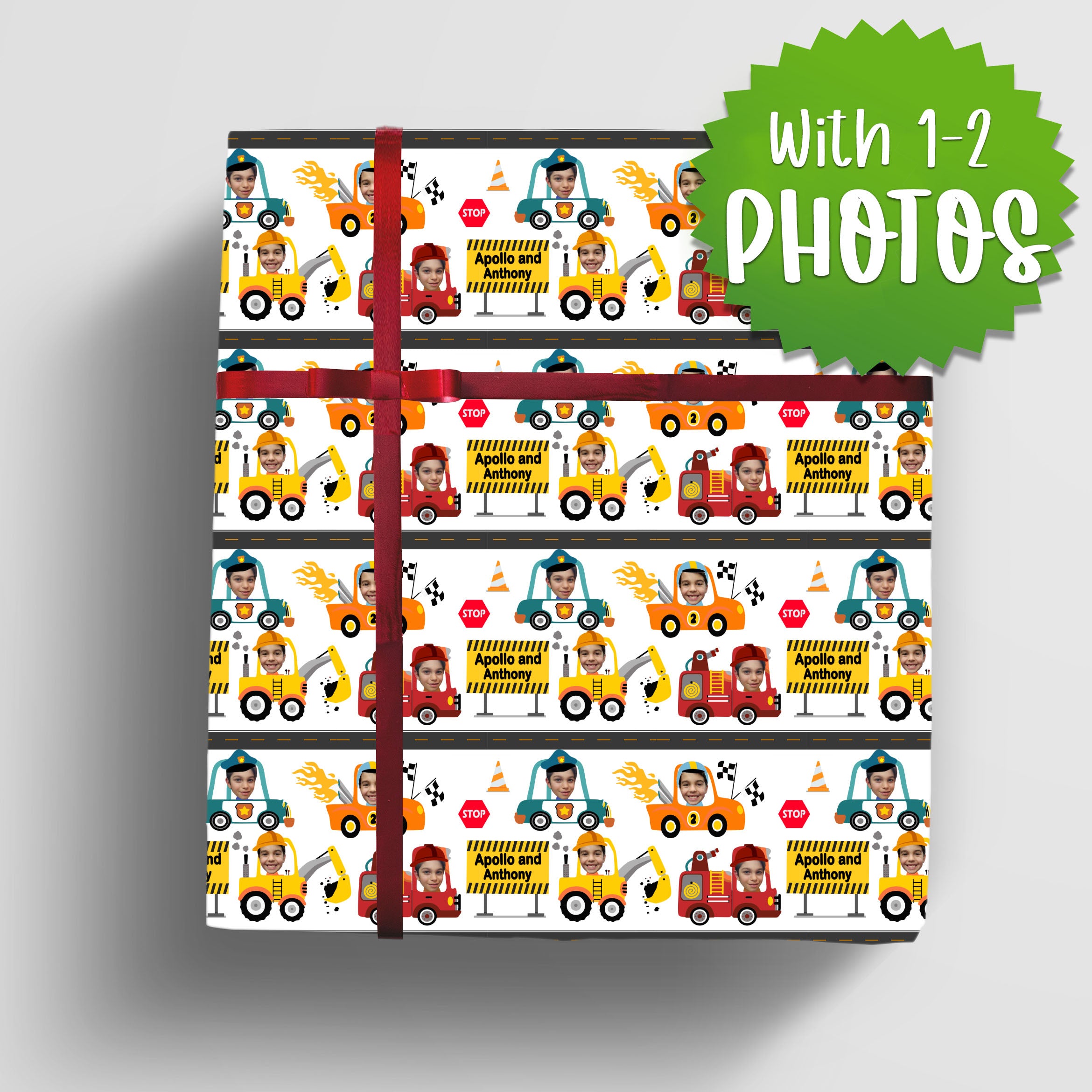 Transportation Cars Wrapping Paper - Trucks and Cars Photo Gift Wrap ...