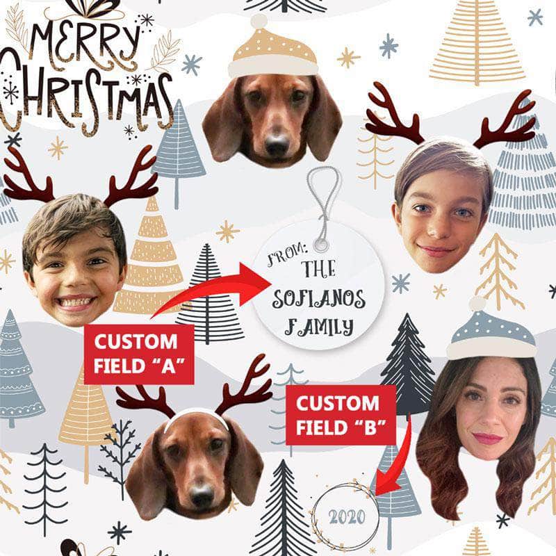 Personalized Family Christmas Gift Wrap - Custom Face wrapping paper ...